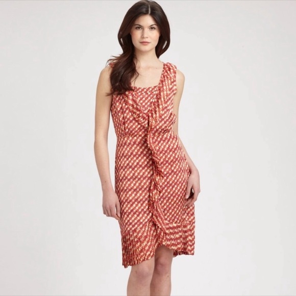 Tory Burch | Dresses | Tory Burch Janetta Silk Ruffle Dress Red Size Xs ...